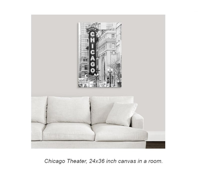 Chicago Print VERTICAL Chicago Theater Wall Art Black and - Etsy