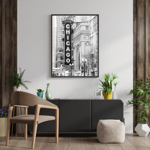 Chicago Print, VERTICAL Chicago Theater Wall Art, Black and White ...