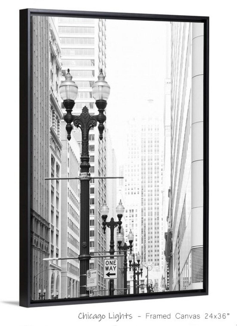 VERTICAL Chicago Street Lights Photo Print, Black and White Picture ...
