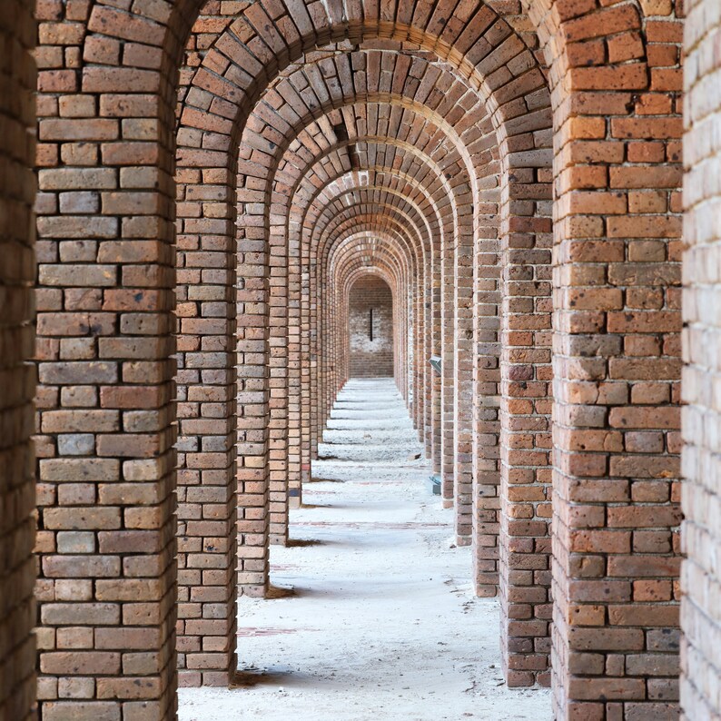 VERTICAL Red Brick Arches Print, Fort Jefferson, Old Fort Decor ...