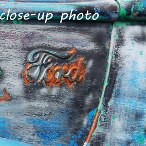 Blue Rusty Car Picture, Retro Art, Colorful Photo Print, Old Vintage ...