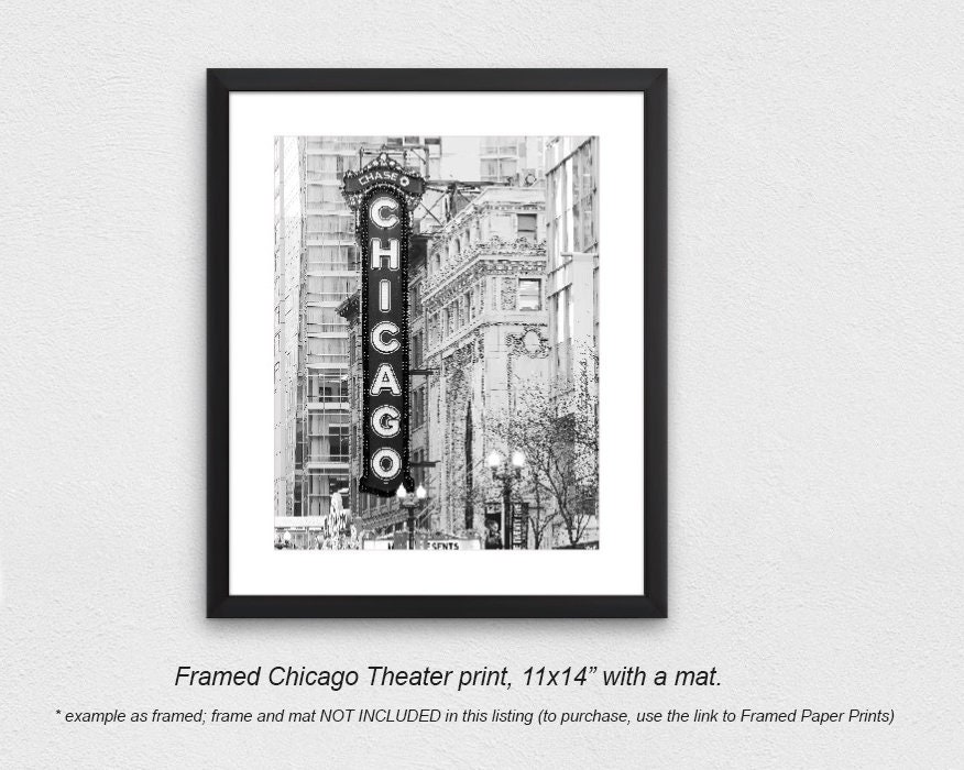 Chicago print, VERTICAL Chicago Theater wall art, black and white ...