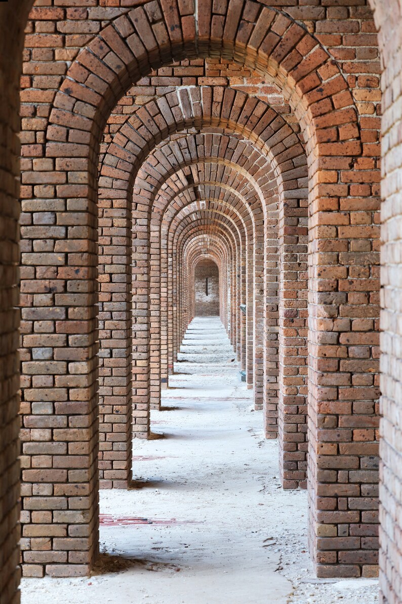 VERTICAL Red Brick Arches Print, Fort Jefferson, Old Fort Decor ...
