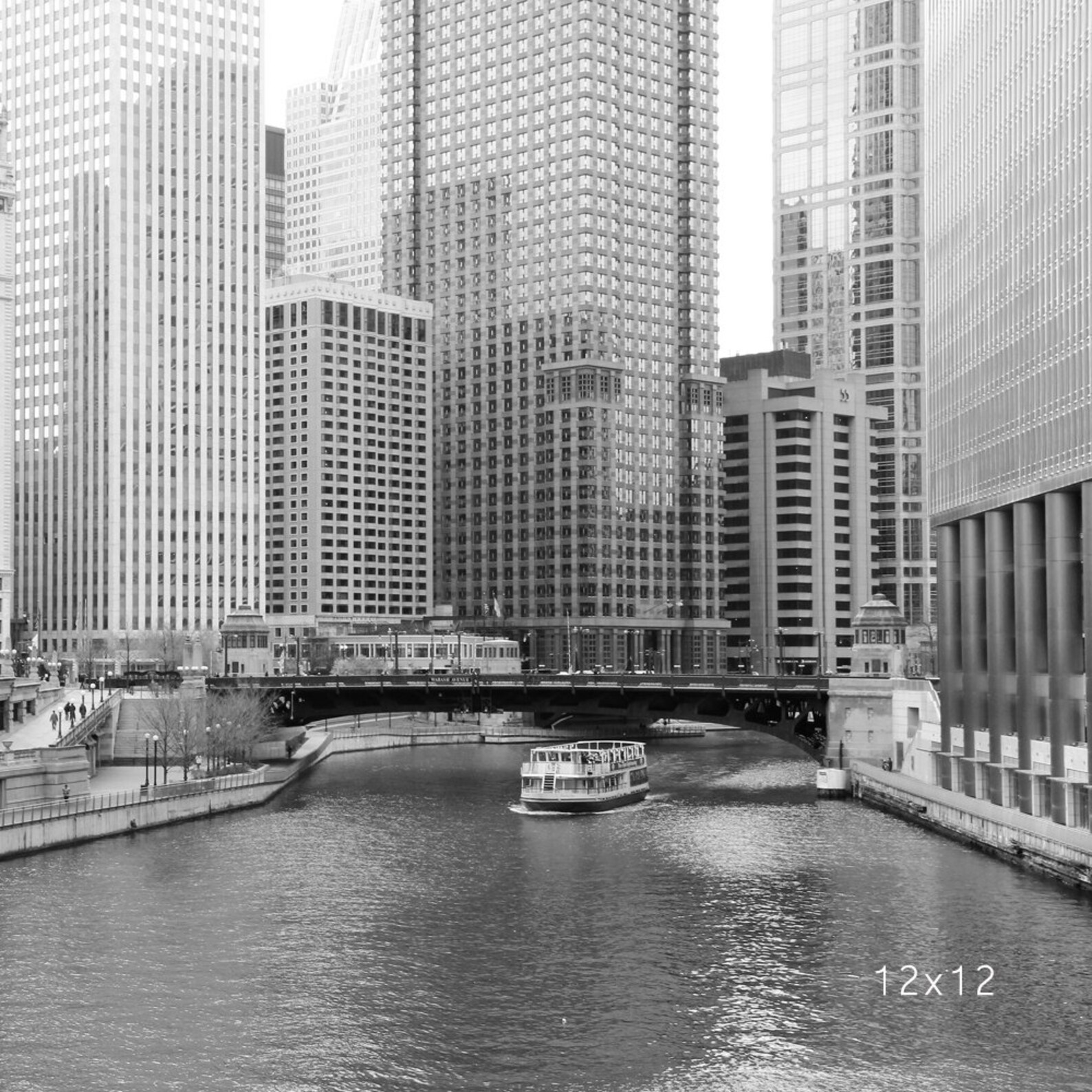 Chicago River Photo Print Paper or Canvas Black and White | Etsy