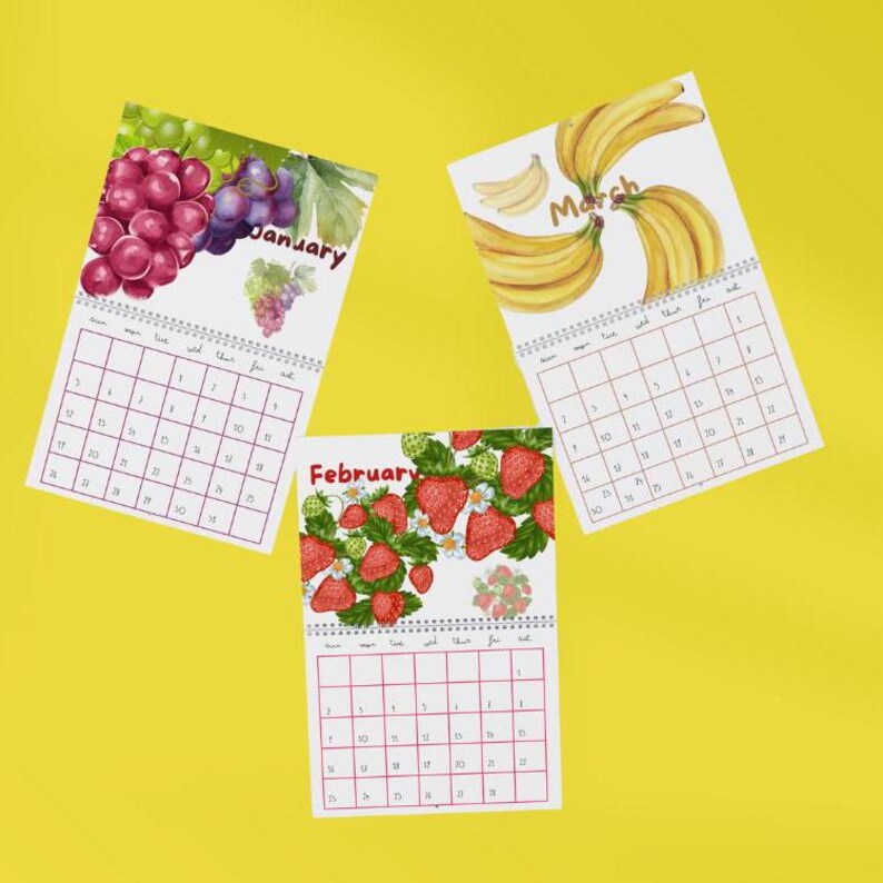 2025 Calendar With Fruit Designs to Start the New Year - Etsy