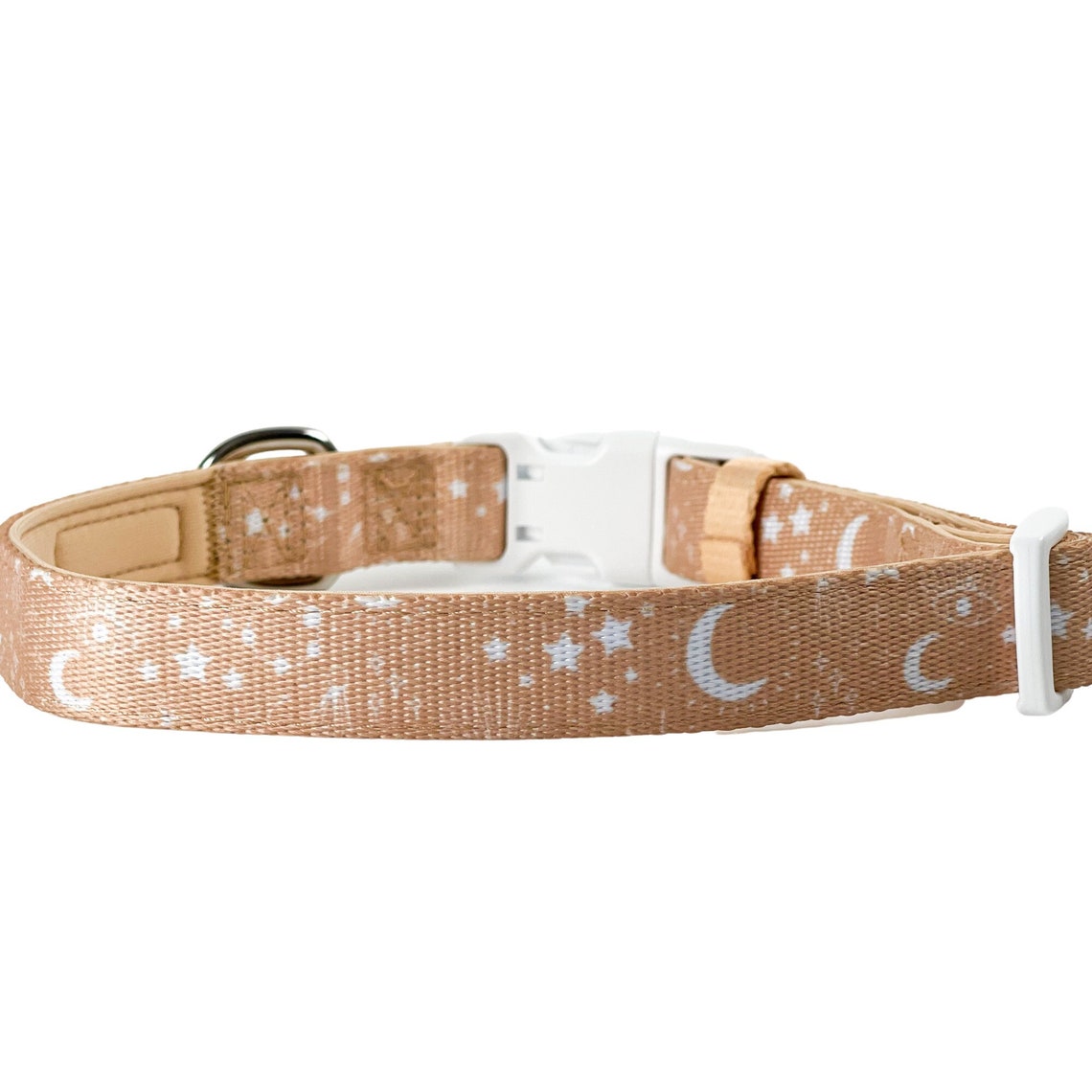 Stars and Moon Pink Dog Collar, Neutral Lunar Collar Celestial Witchy ...