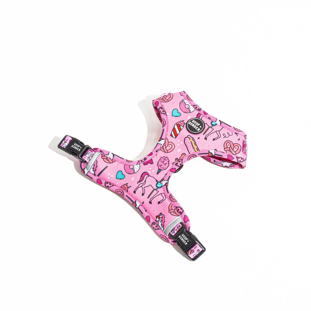 Pink Heart Donut Unicorn Carnival Adjustable Dog Harness, Girl Puppy ...