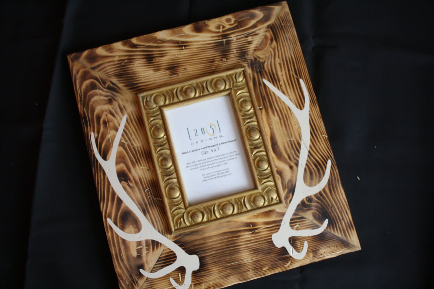 Deer antler frame 5x7 frame rustic frame deer frame