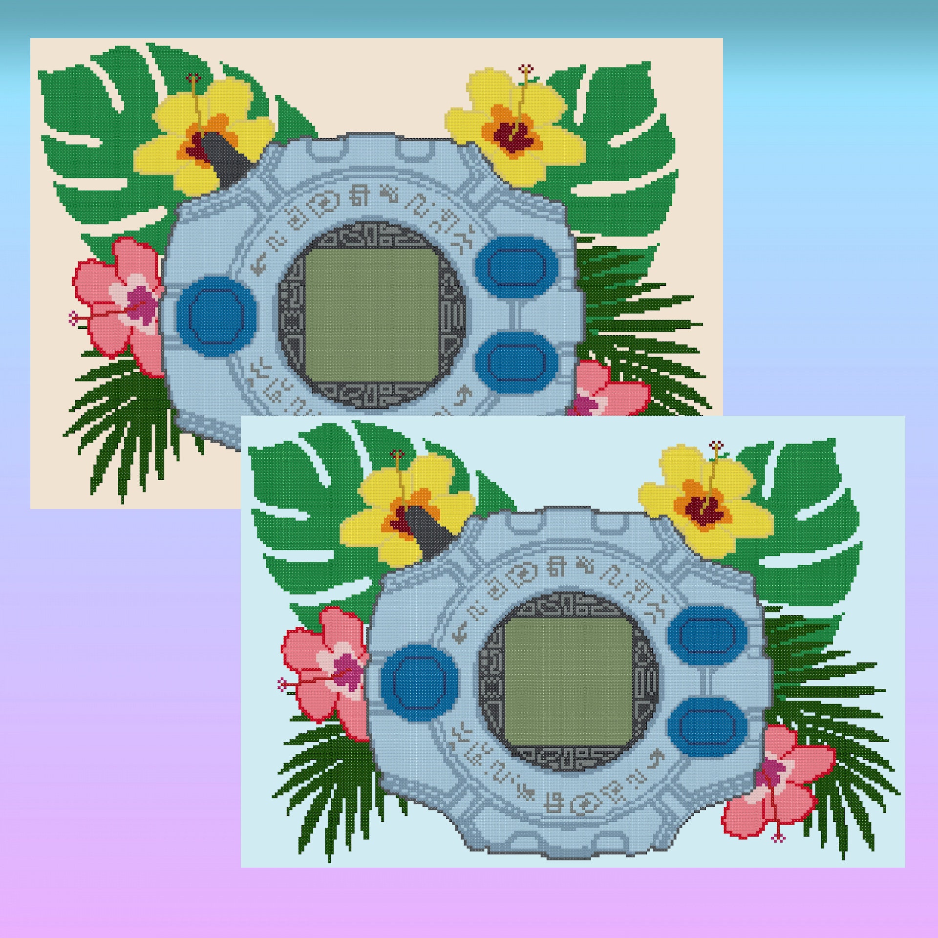 Floral Nostalgia Digivice Cross Stitch Pattern Digimon | Etsy