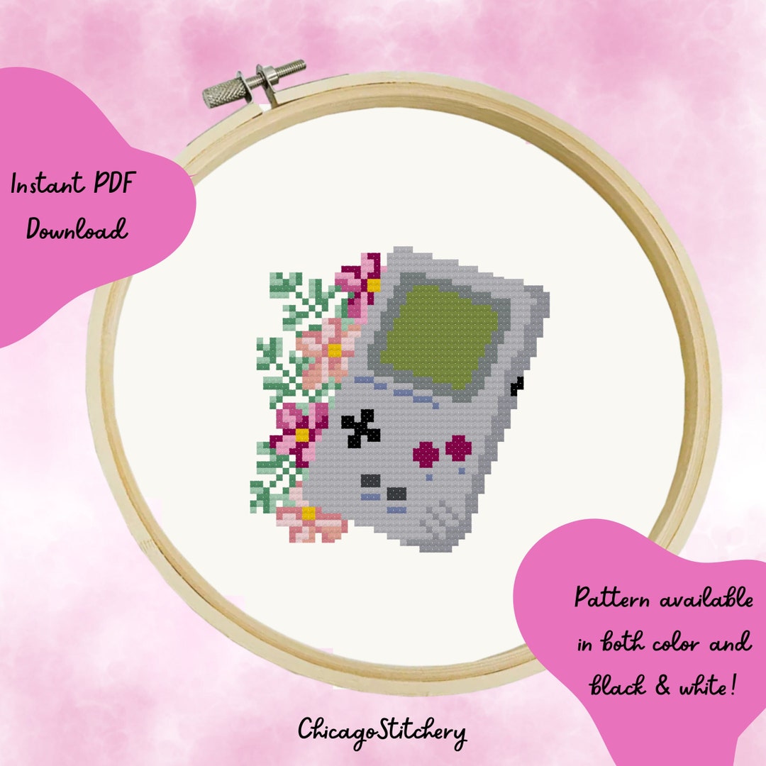 Floral Nostalgia - Gameboy Cross Stitch Pattern - Instant Download - Etsy
