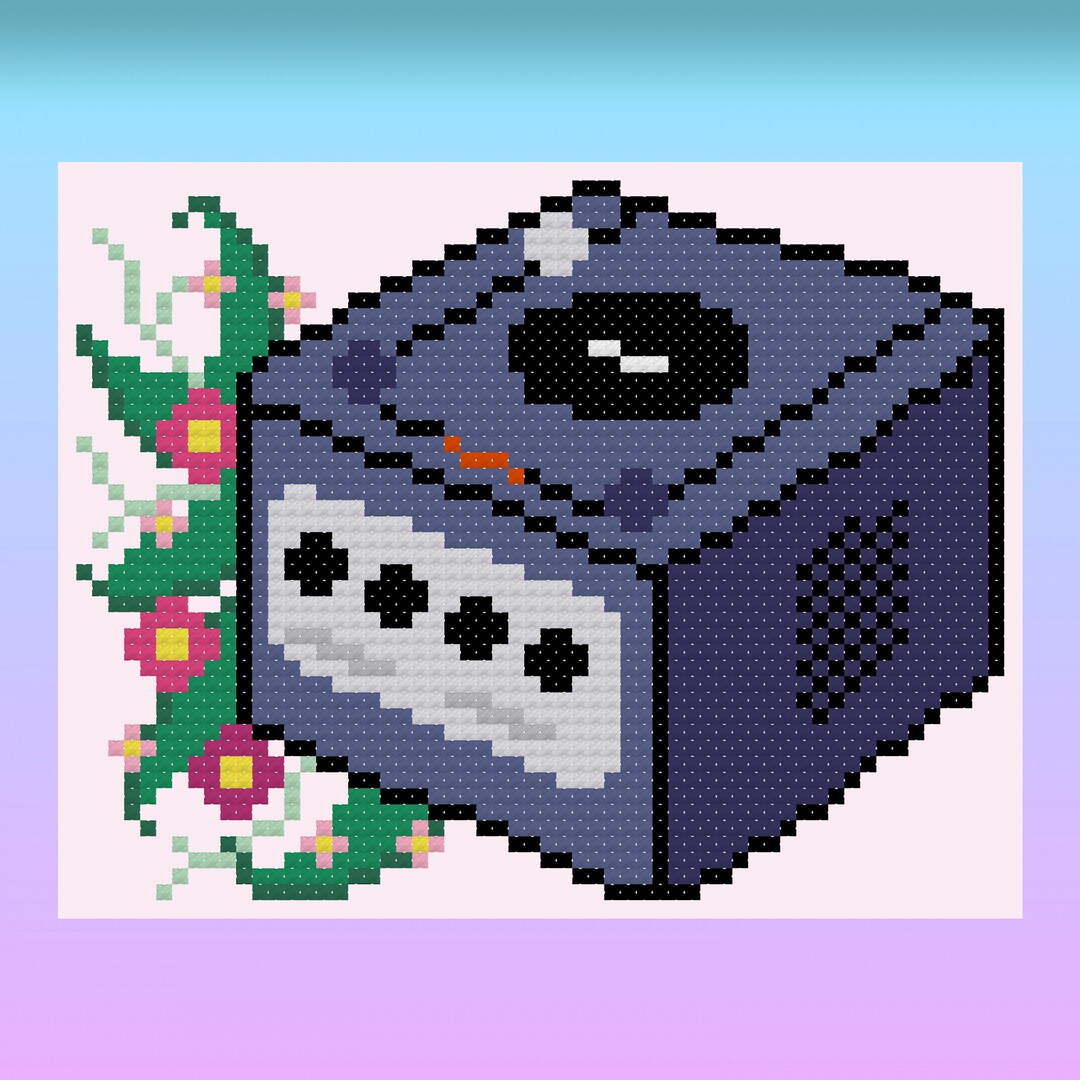 Floral Nostalgia Gamecube Cross Stitch Pattern Instant - Etsy