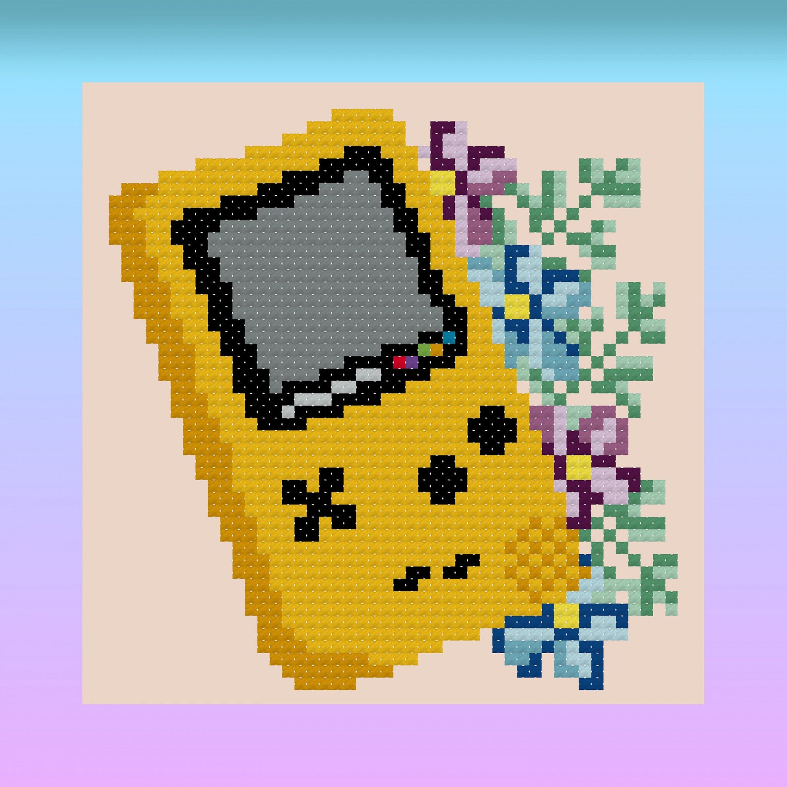 Floral Nostalgia Gameboy Color Cross Stitch Pattern - Etsy