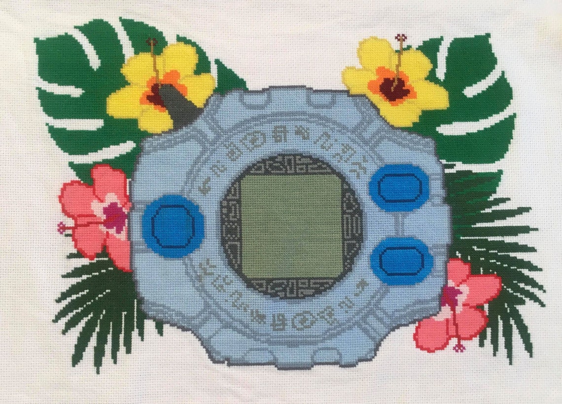 Floral Nostalgia Digivice Cross Stitch Pattern Digimon Cross Stitch ...