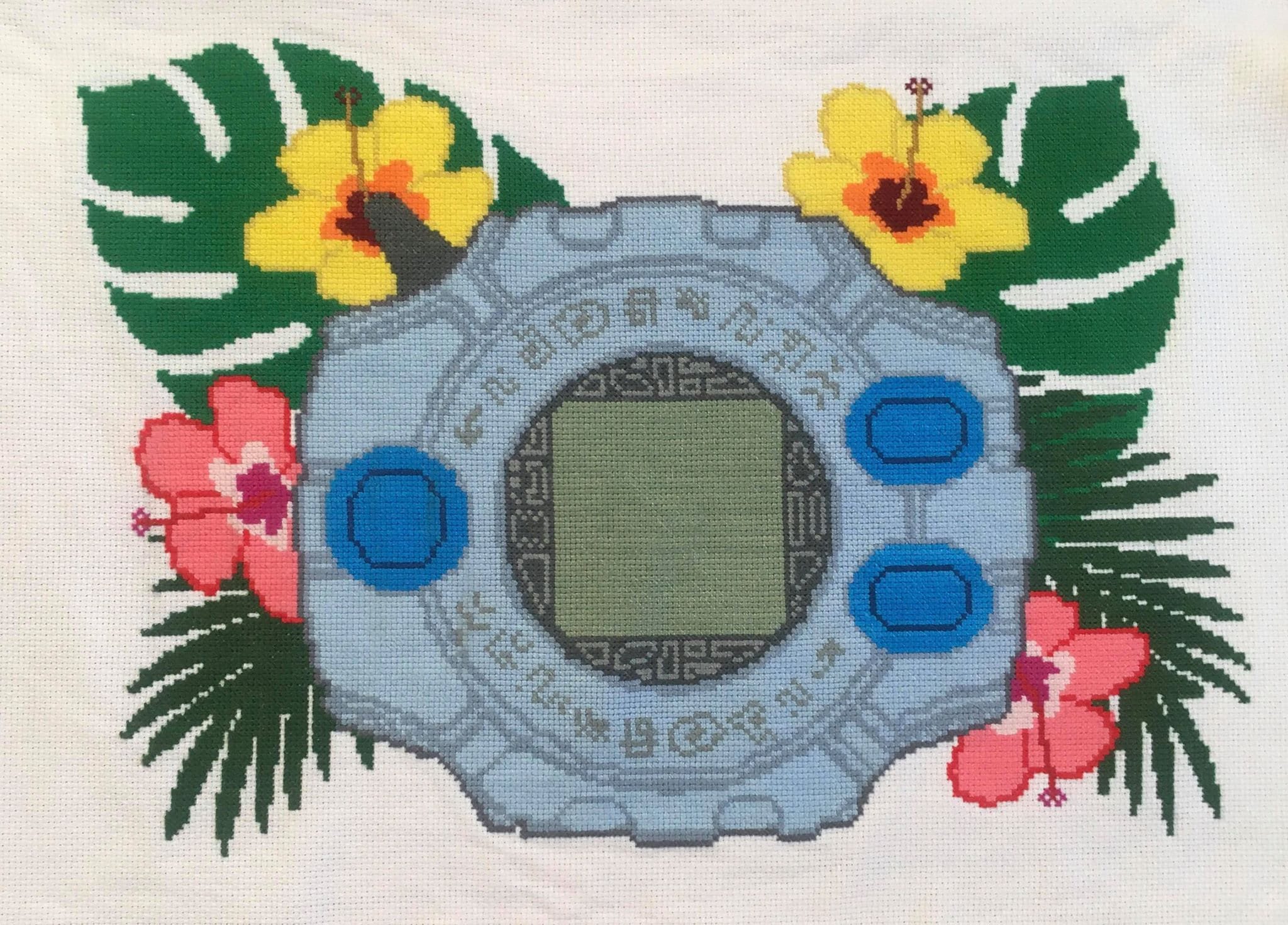 Floral Nostalgia Digivice Cross Stitch Pattern Digimon Cross Stitch ...