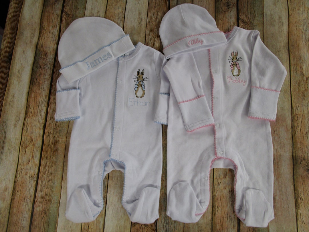 Personalized Baby Easter Footie: Cotton Knit Romper, Bunny Design - Etsy