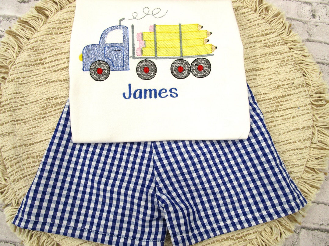 Boys Embroidered Back to School Shirt: Logging Truck Outfit - Etsy