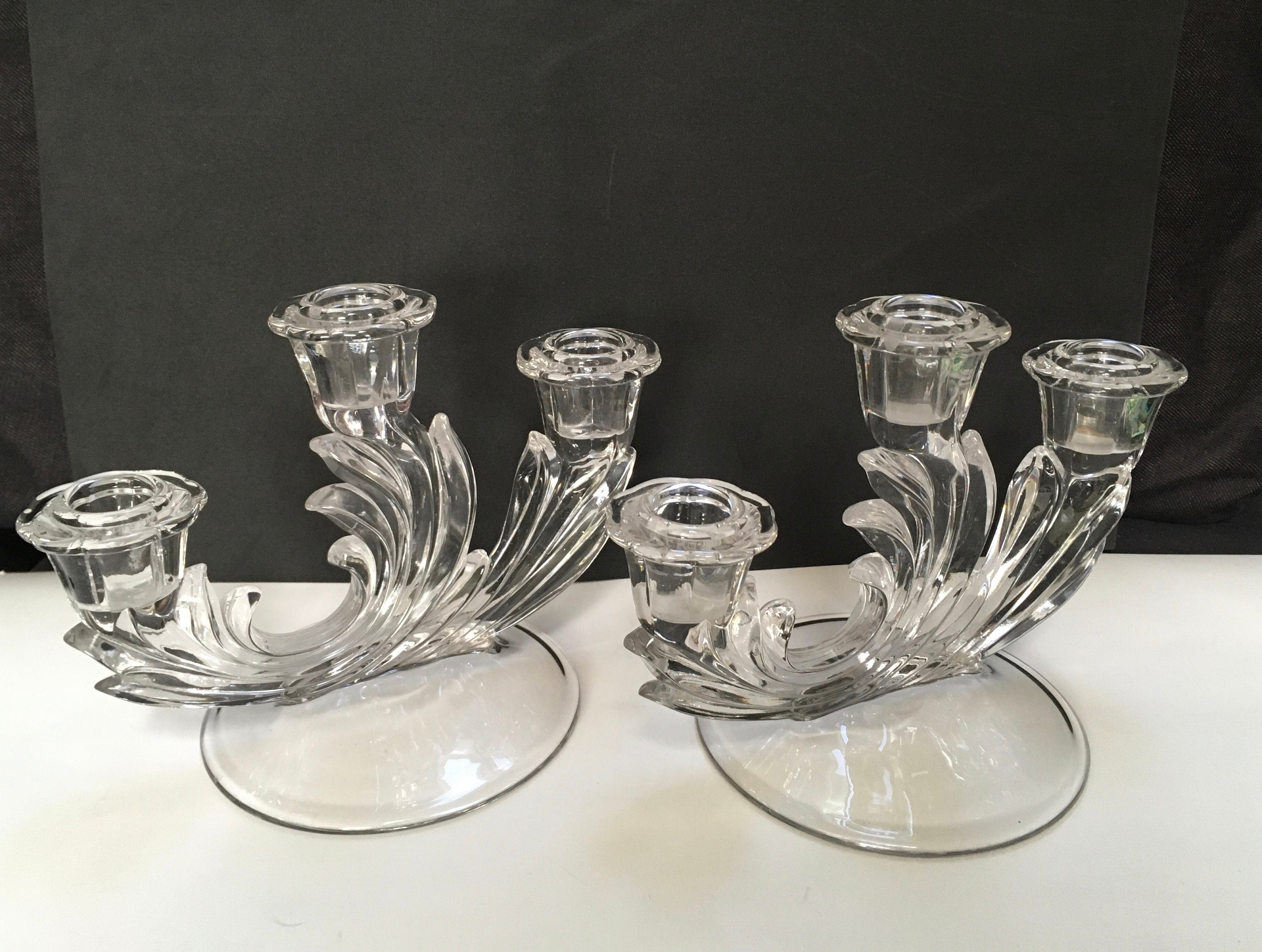 Vintage Fostoria Baroque Pattern Candlestick Holder Pair Free - Etsy