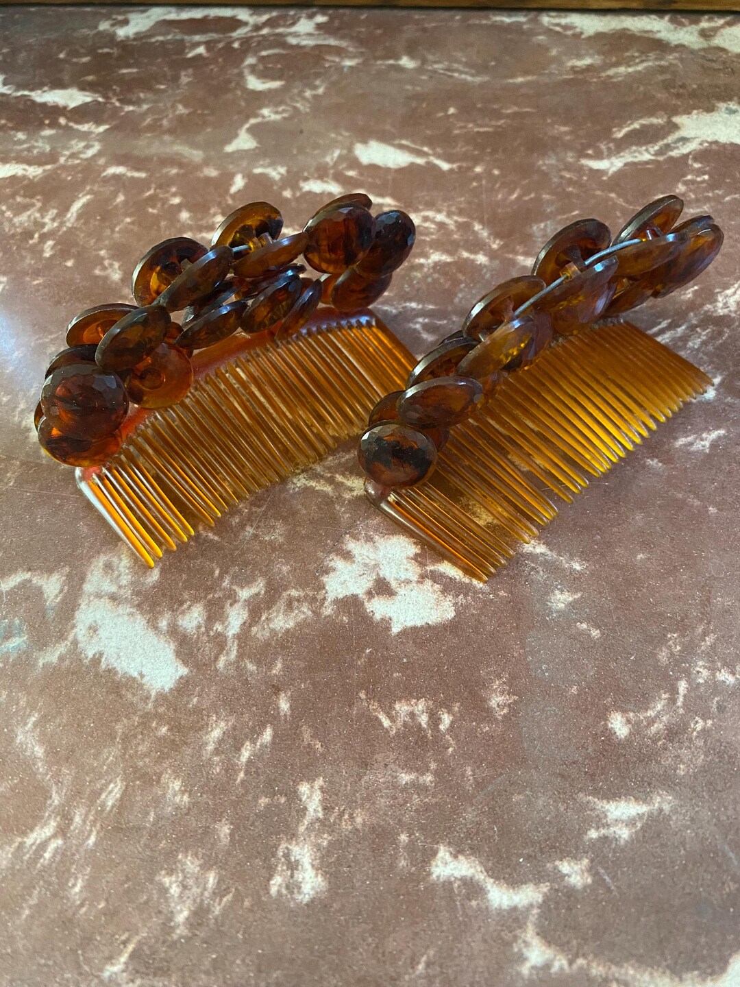 Vintage Pair of Celluloid Hair Combs - Etsy