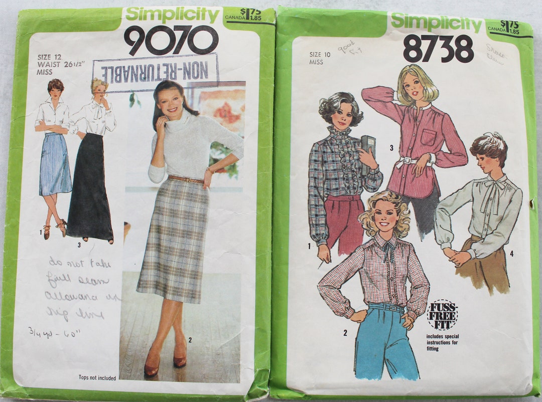 CUT & Used Sewing Patterns - Simplicity 8738, 9070 - Lot of 2 Used ...