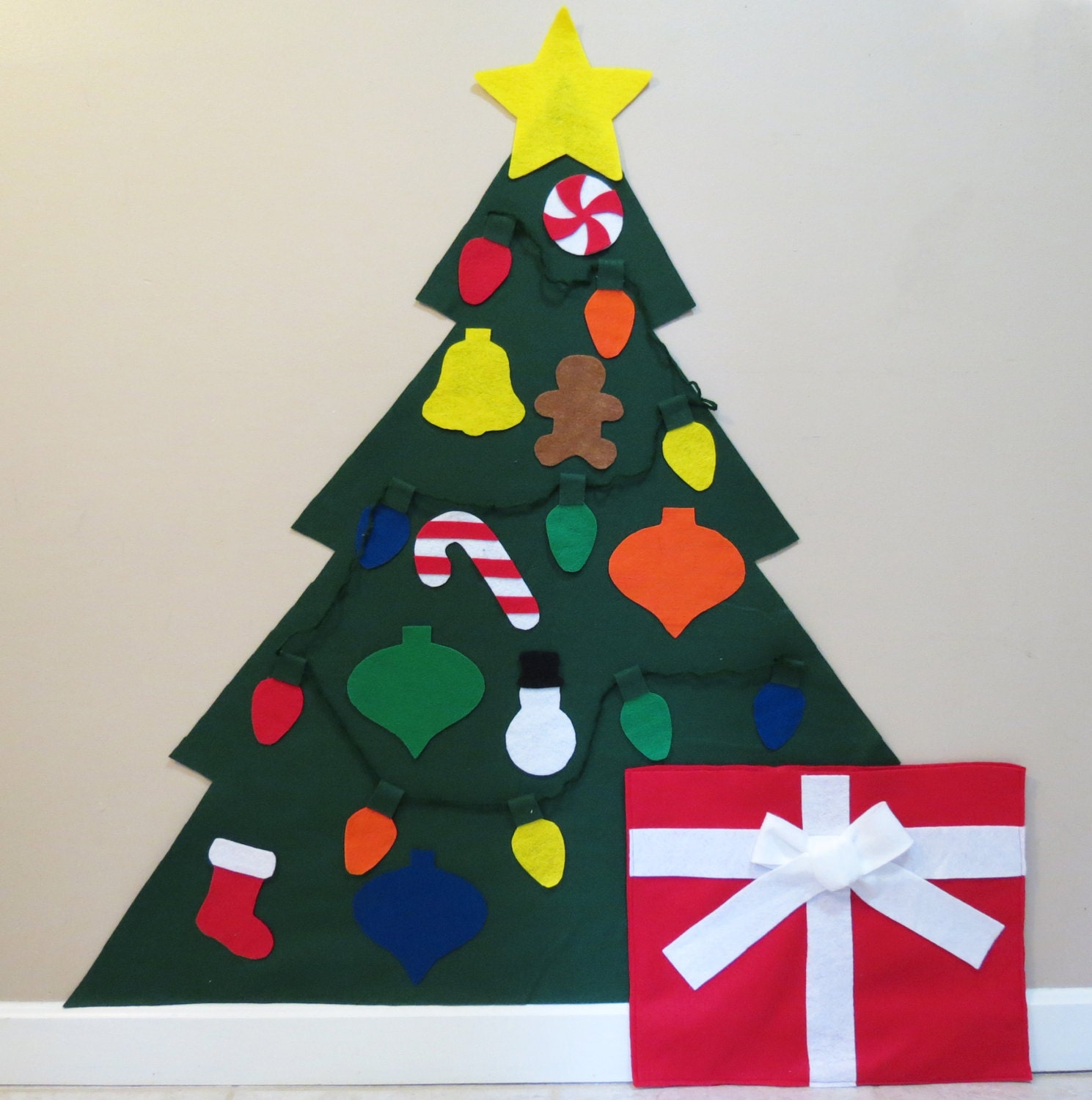 Felt Christmas Tree for Kids With * Ornaments * Lights * a Star * and ...