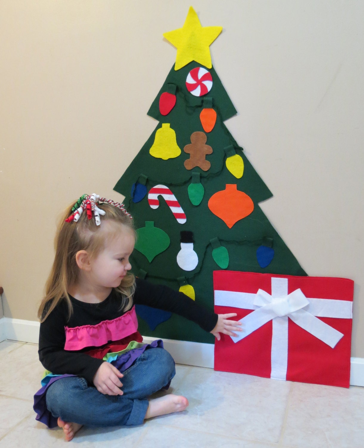Felt Christmas Tree for Kids With * Ornaments * Lights * a Star * and ...
