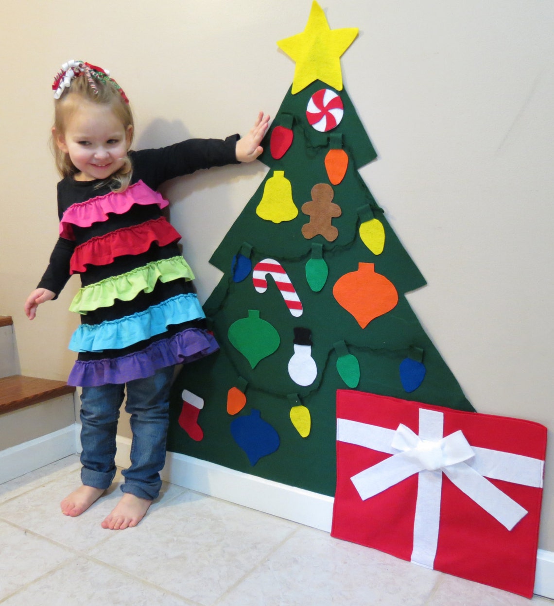 Felt Christmas Tree for Kids With * Ornaments * Lights * a Star * and ...