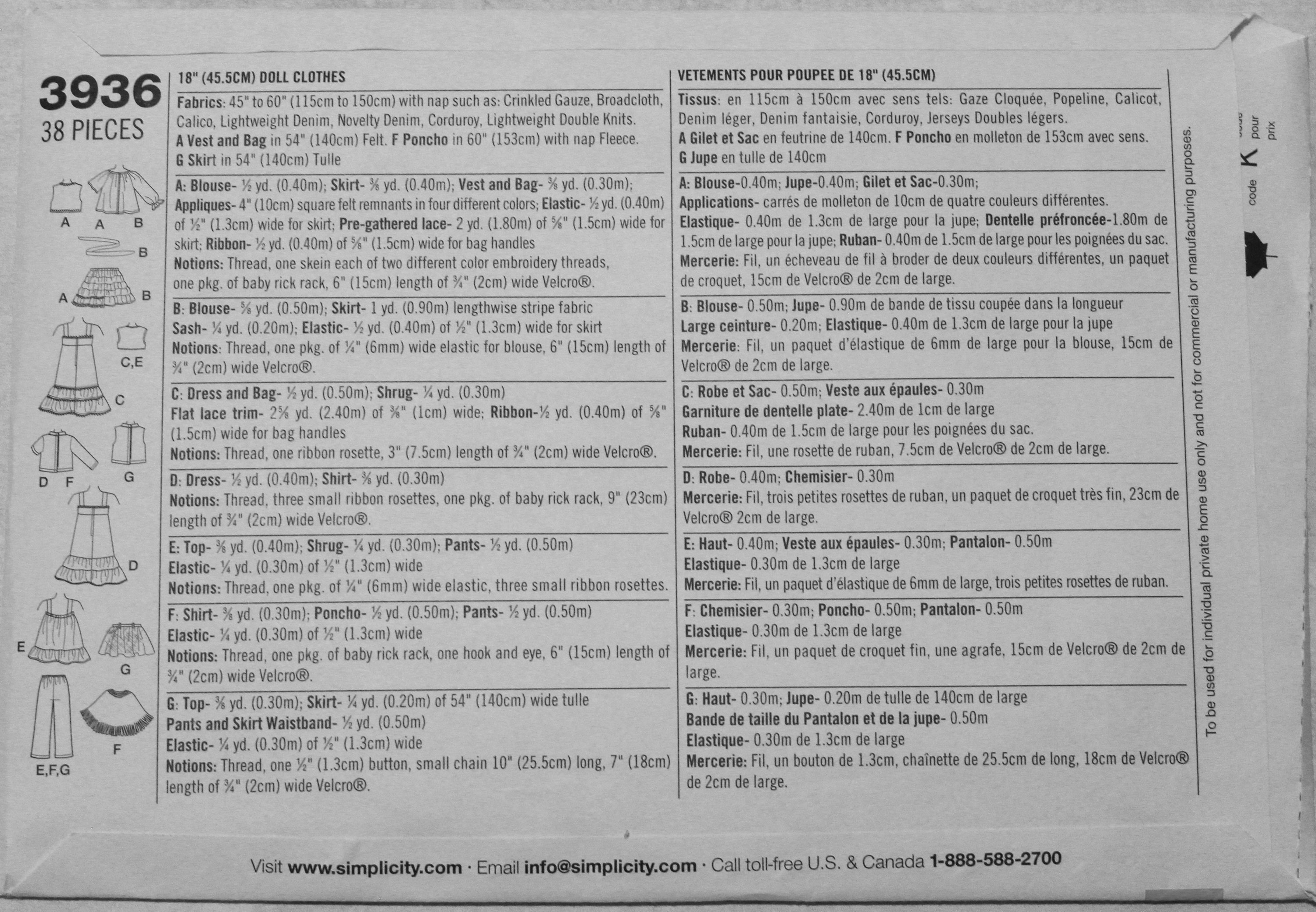 UNCUT Simplicity Sewing Pattern 3936 One Size Uncut Craft Pattern 2006 ...