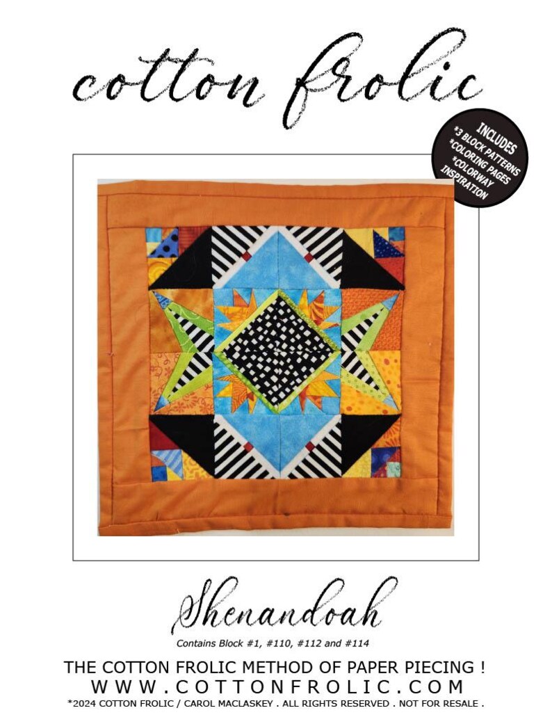 Shenandoah Miniature Paper Piecing Pattern by Cotton Frolic - Etsy