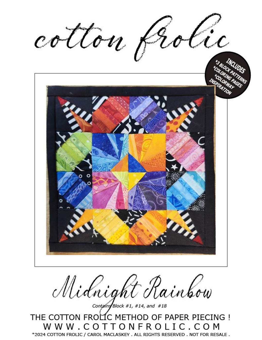 Midnight Rainbow Cotton Frolic Miniature Quilt Pattern - Etsy