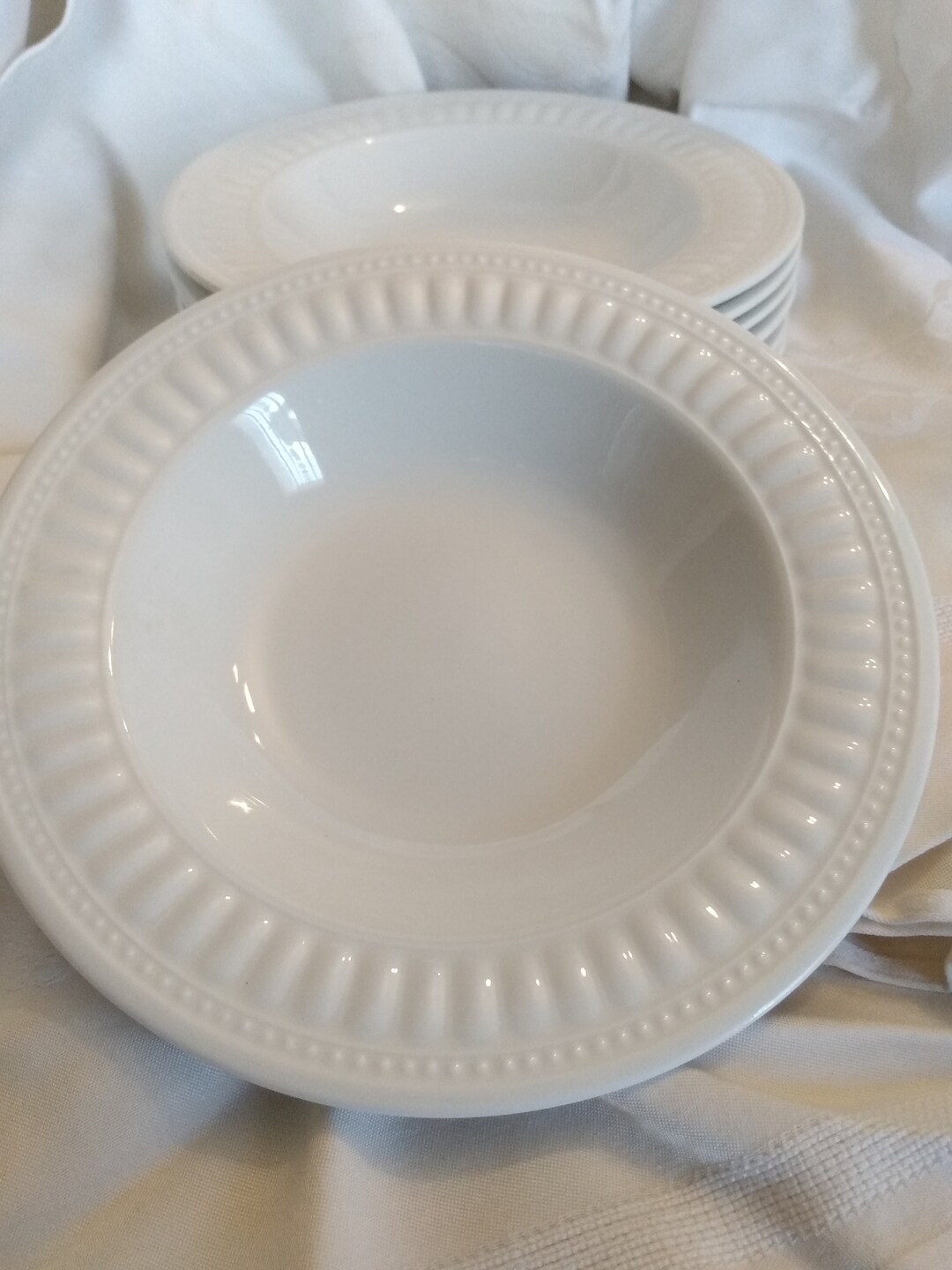 Set of 7 Oneida Majesticware China Bowls Athena Design White Salad Soup ...