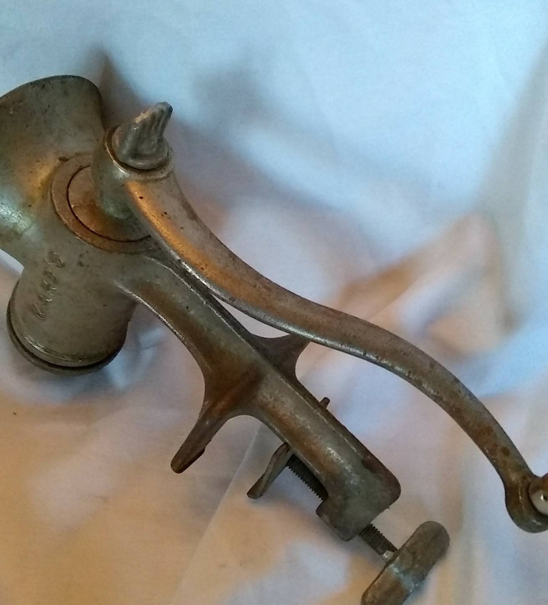 Large Meat Grinder Vintage USA Wards Wood Handle Sausage Ground Meat ...