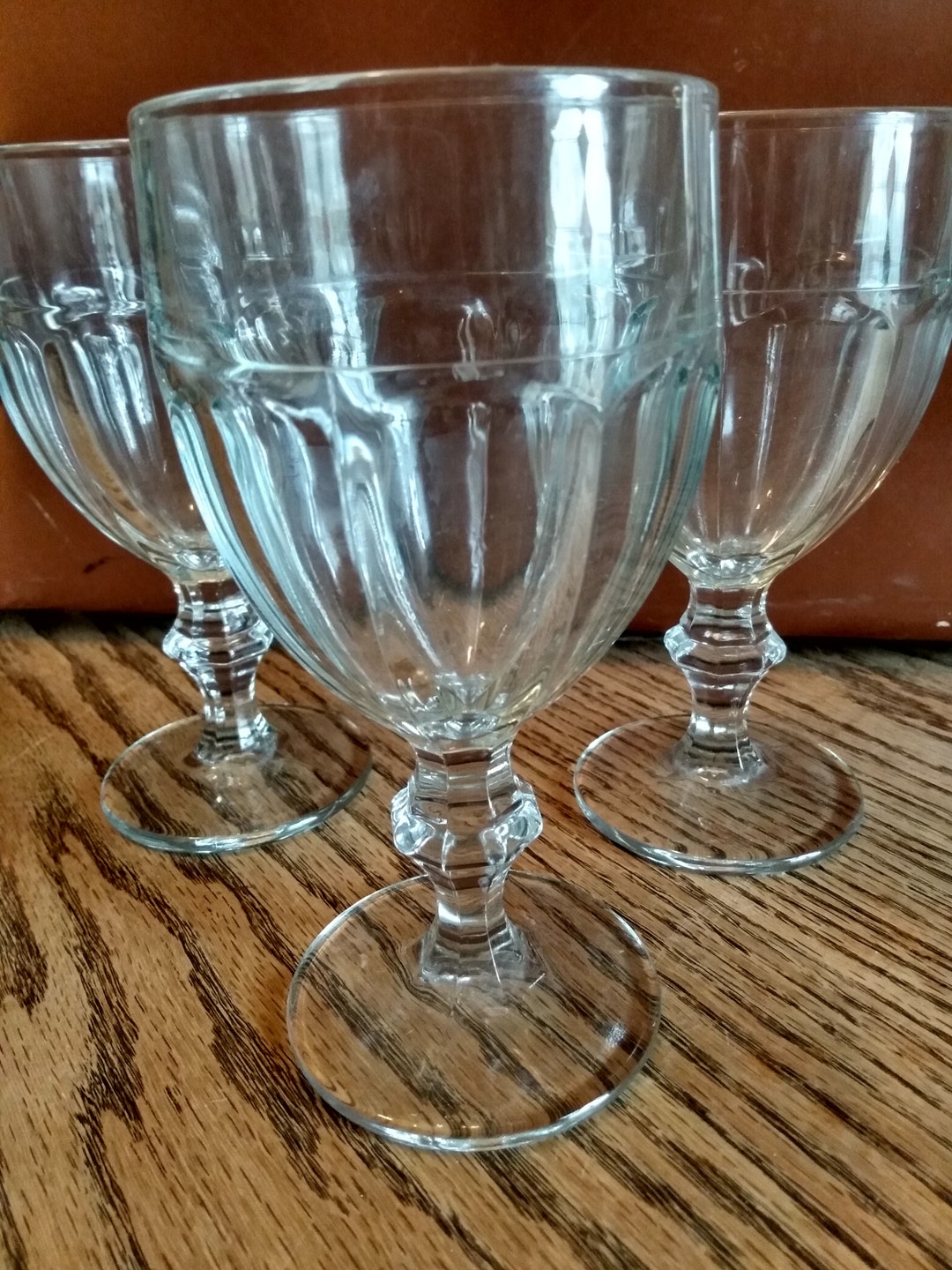 3 Libbey Footed Glass Water Goblets - Etsy