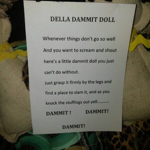 Della Dammit Doll Remove Your Stress and Frustration Handmade Button ...