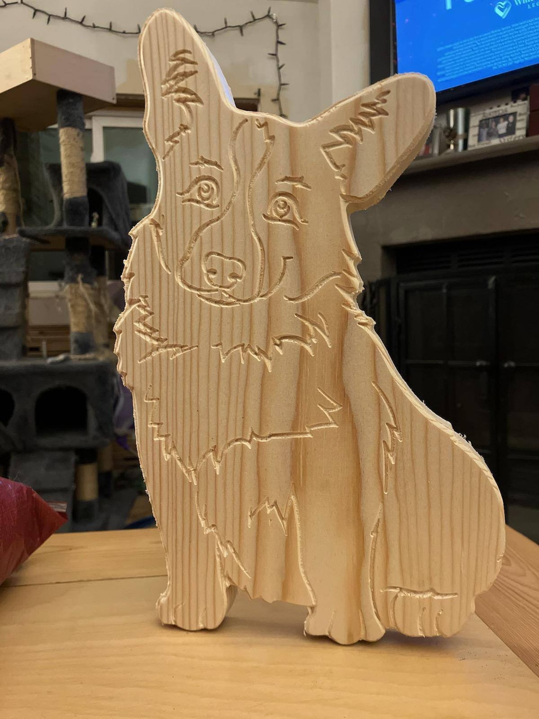 Large Pine Corgi Cutout Original Design Doorstop Wall Hanging Decor ...