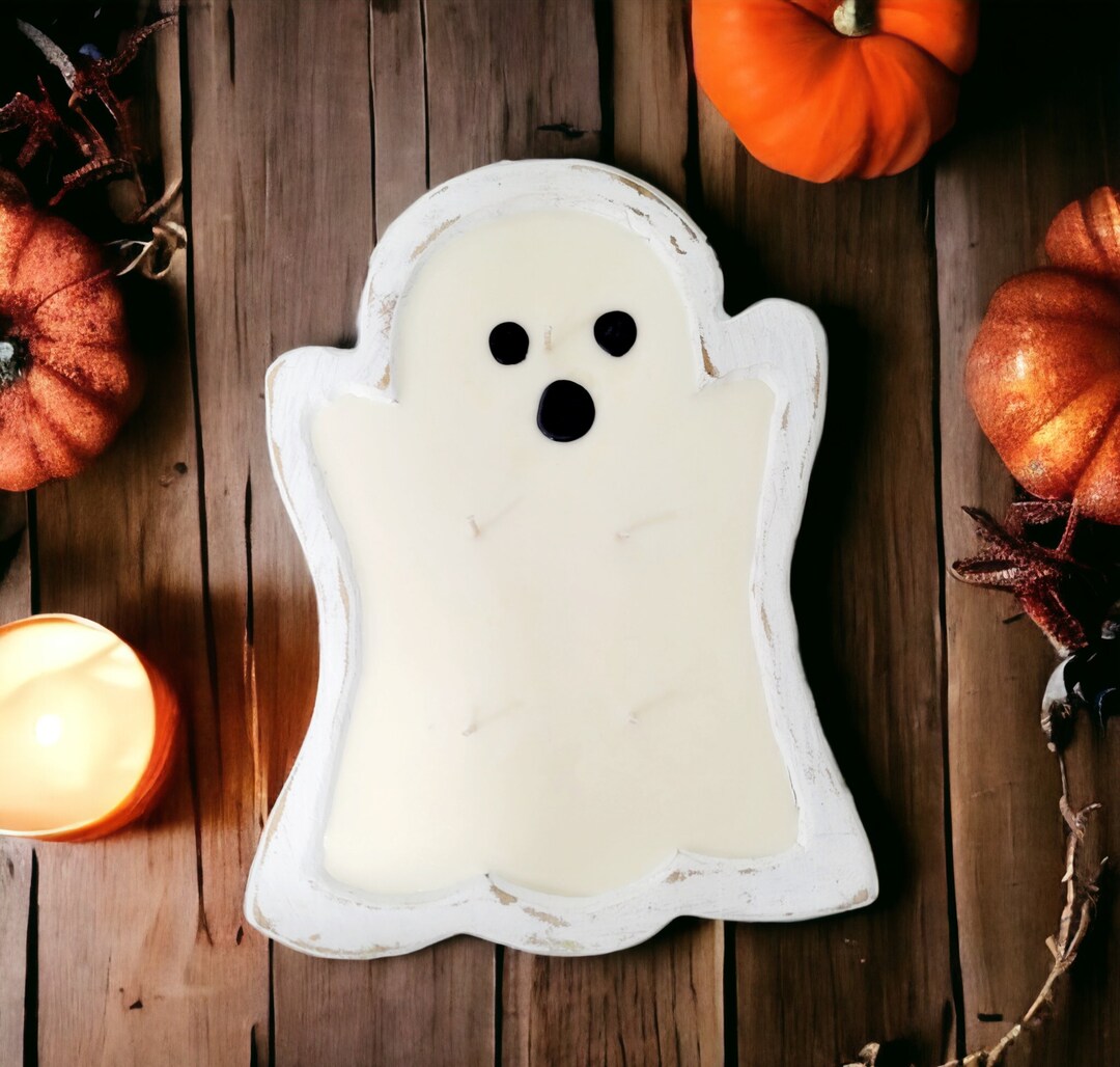 Ghost Bowl Candle, Ghost Face Candle, Halloween Candle, Doughbowl ...