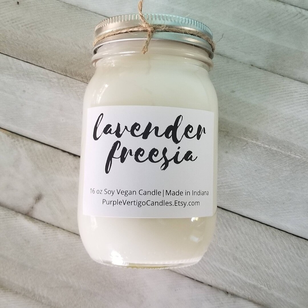 Lavender Freesia Soy Candle, Lavender Candle, Wholesale Candles, Vegan ...