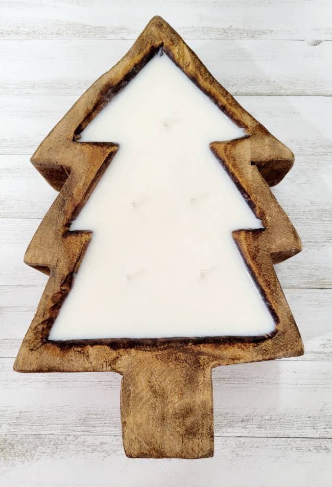 Tree Dough Bowl Candle Christmas Tree Wood Bowl Dough Bowl - Etsy