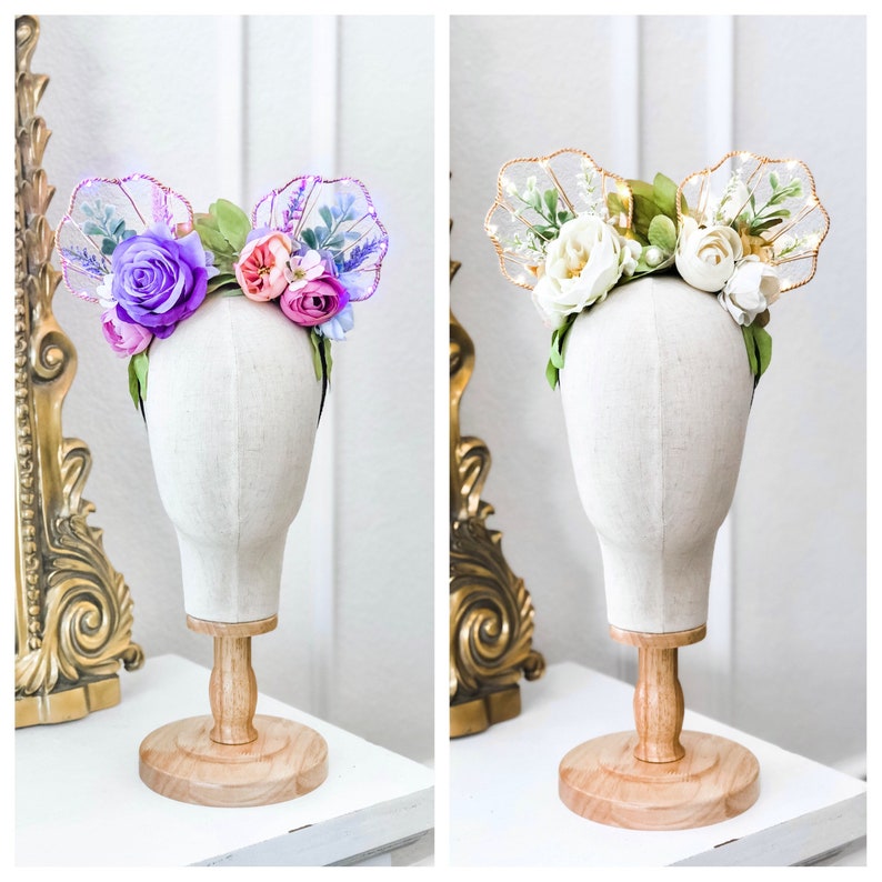 Flower Little Mermaid Mouse Ears Headband Rose Gold Wire - Etsy