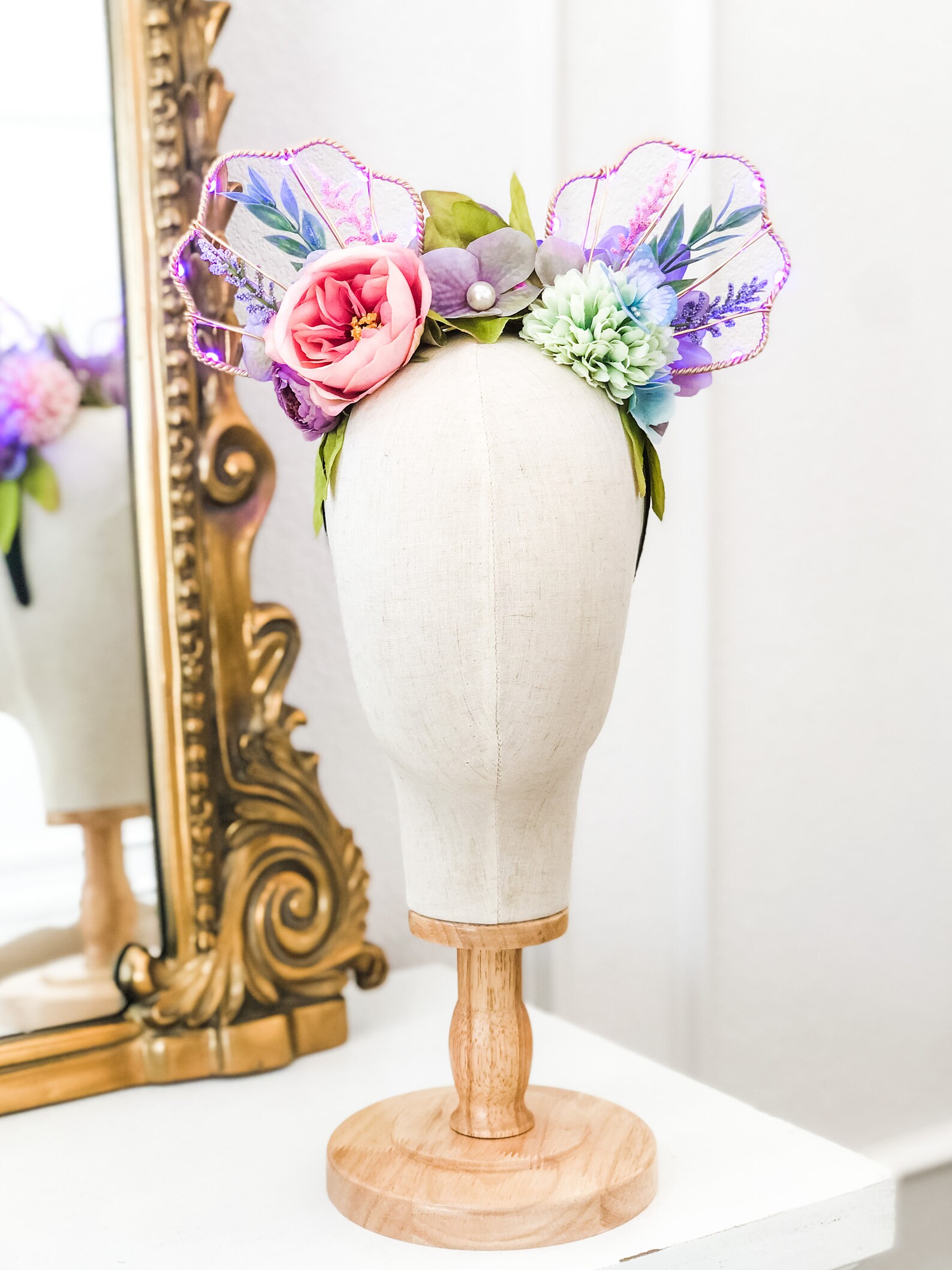 Flower Little Mermaid Mouse Ears Headband Rose Gold Wire - Etsy