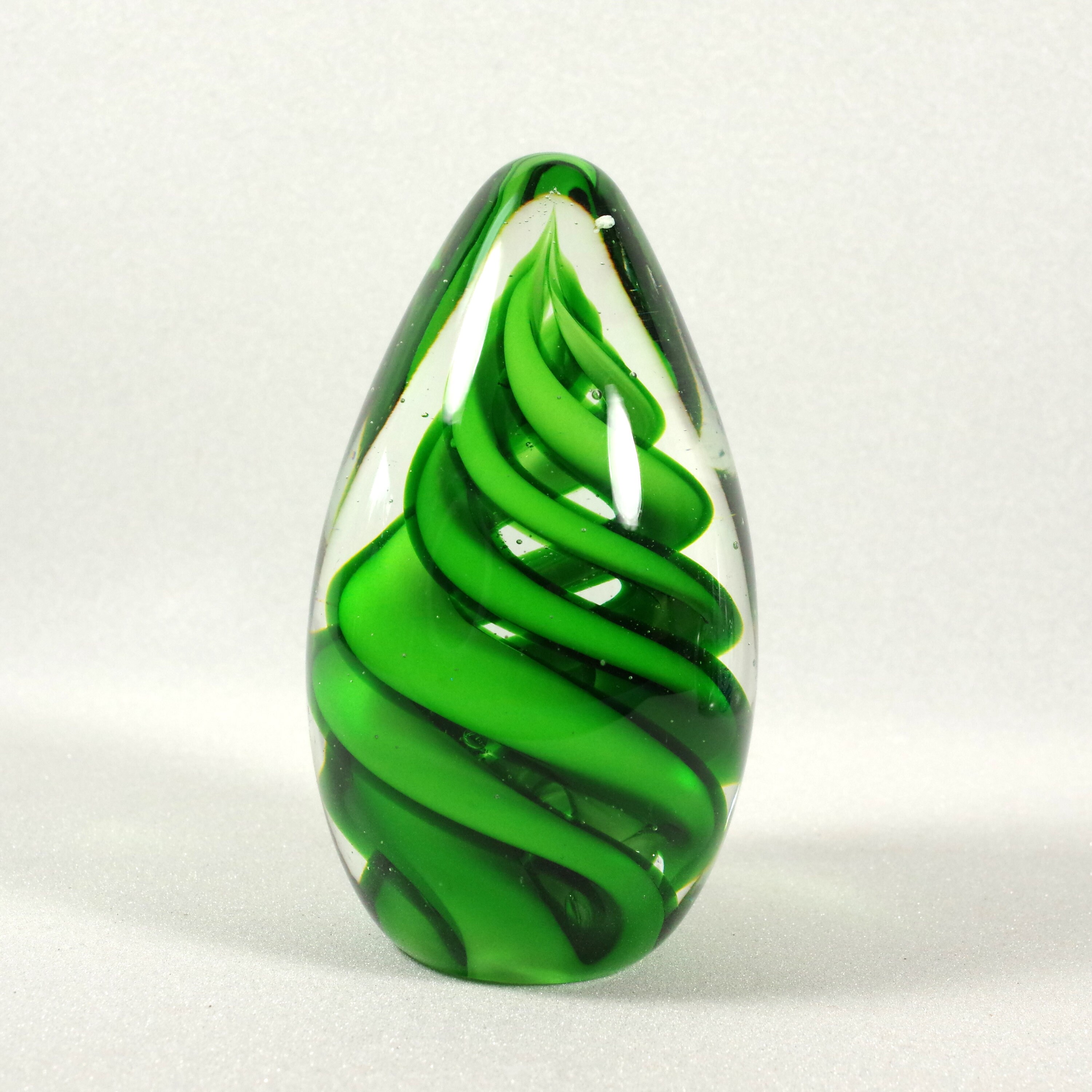 Handblown Studio Art Glass Paperweight Green Swirl Large - Etsy