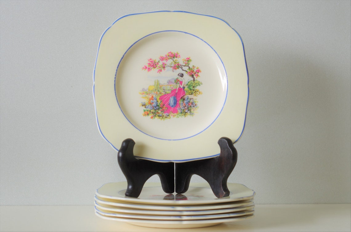 Set of 6 Decorative Plates Cake Plates Pretty in Pink Lady in - Etsy