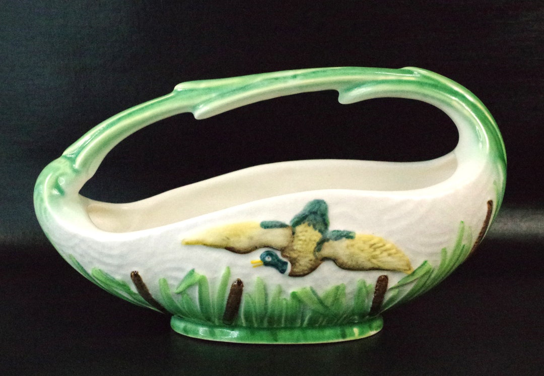 Sylvac Pottery Planter Flying Duck With Cattails #1851, Made in England ...