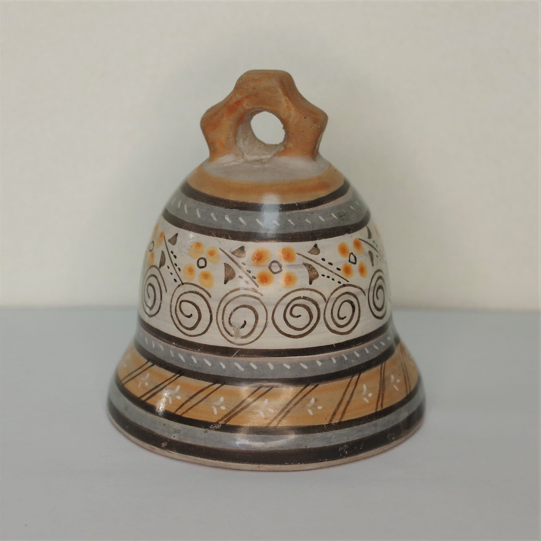 Tonala Jimon Burnido Burnished Pottery Bell Signed, Floral Mexican ...
