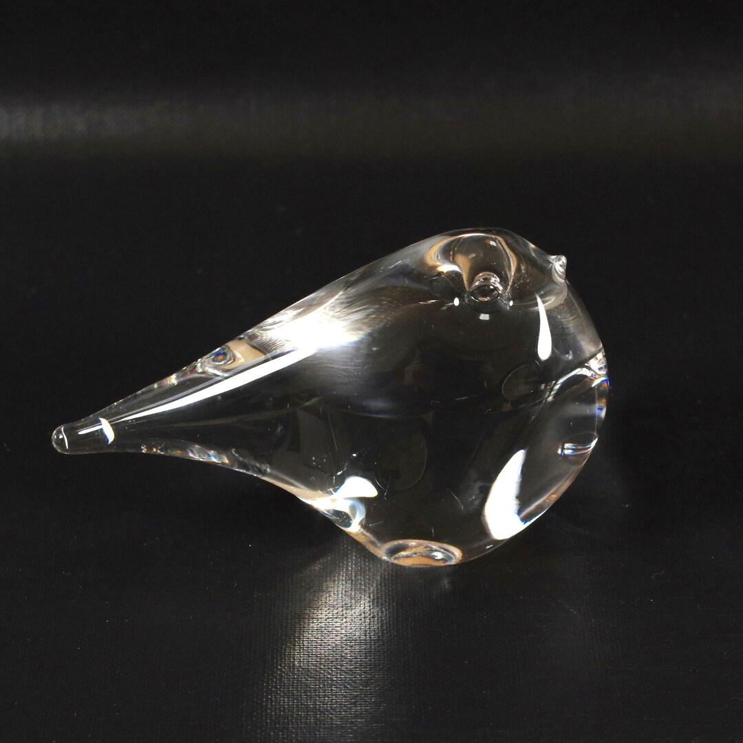 Handblown Art Glass Bird Paperweight, Clear Glass Animal Figurine ...
