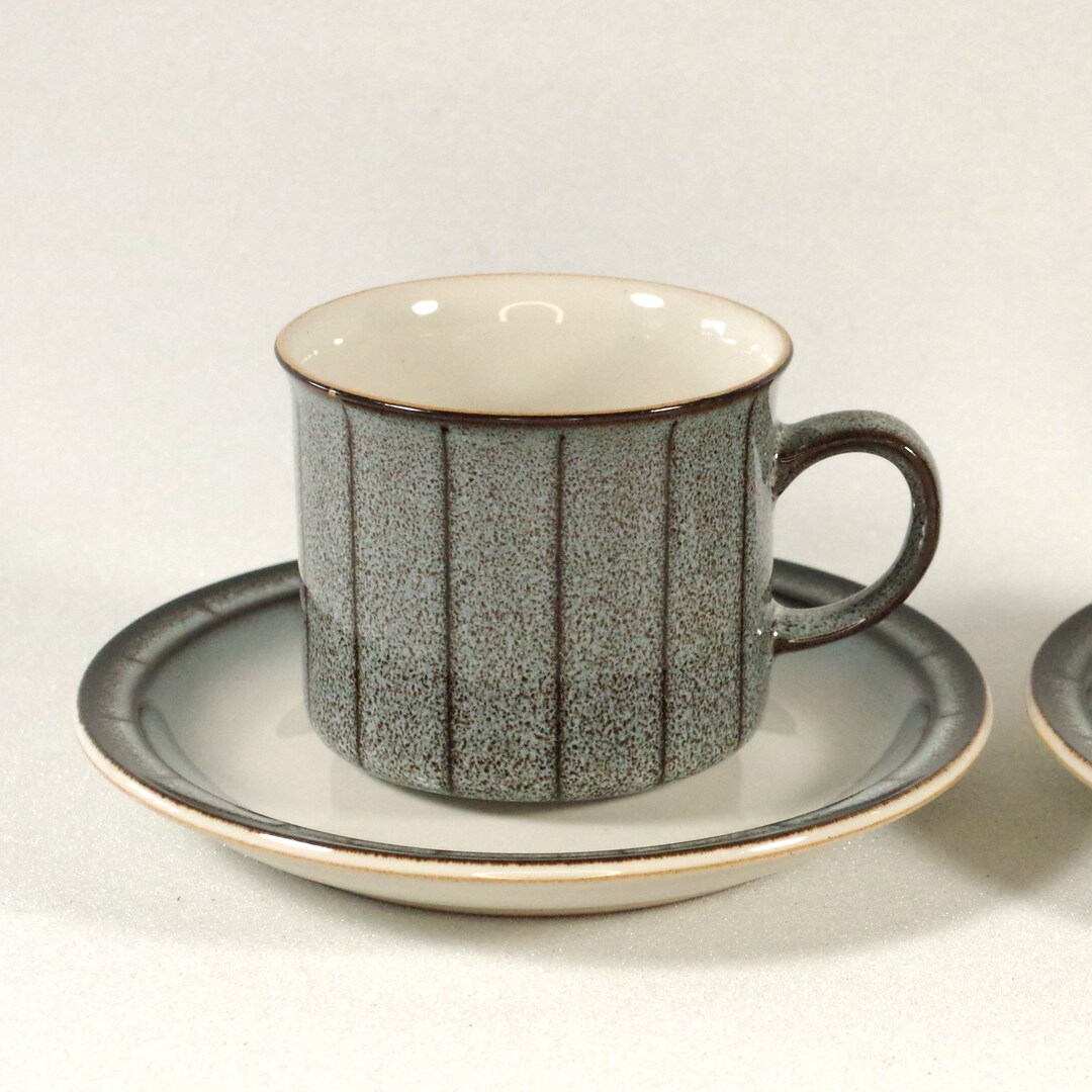 Vintage Denby "saturn" Pattern Cup and Saucer, Grey With Brown Speckles ...