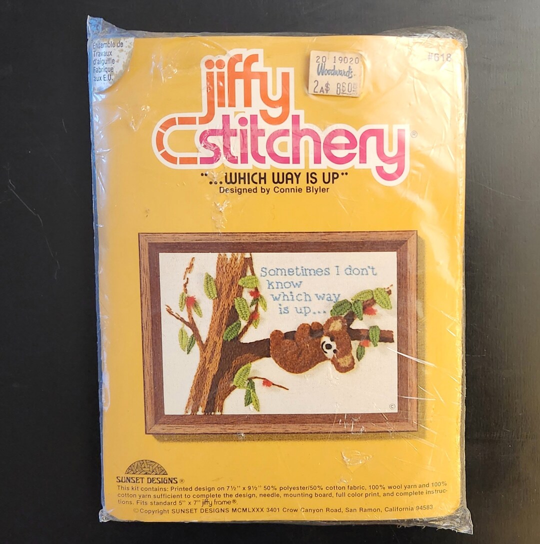 Jiffy Stitchery Crewel Embroidery Kit #618 "...which Way is Up" 5 X 7 ...