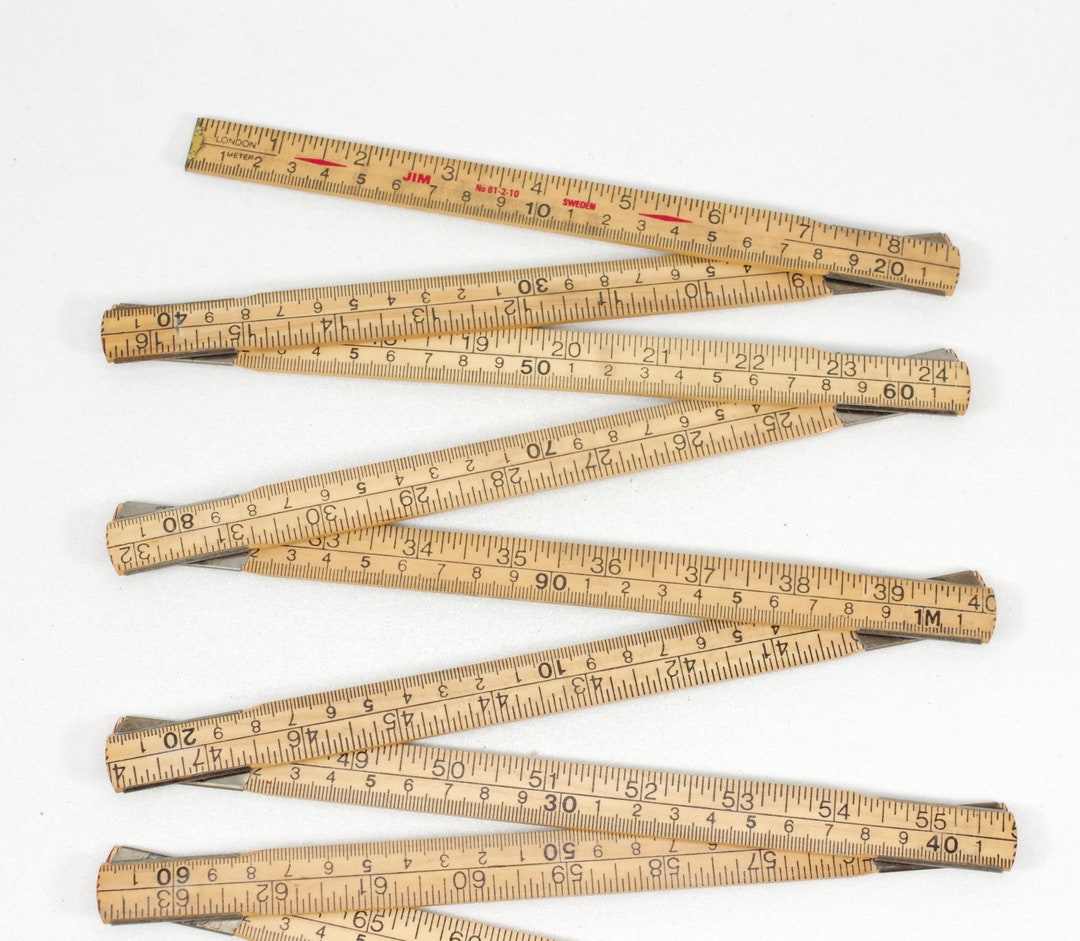 Vintage Wood Folding Ruler JIM No. 81-2-10 Made in Sweden 78.5" 1 Meter ...