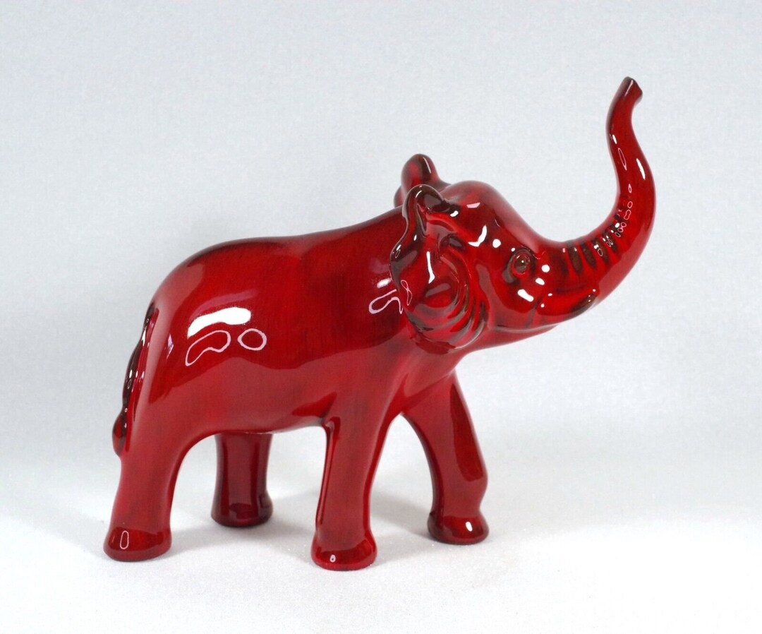 Vintage BMP Blue Mountain Pottery Elephant Figurine Red Flame Glaze ...