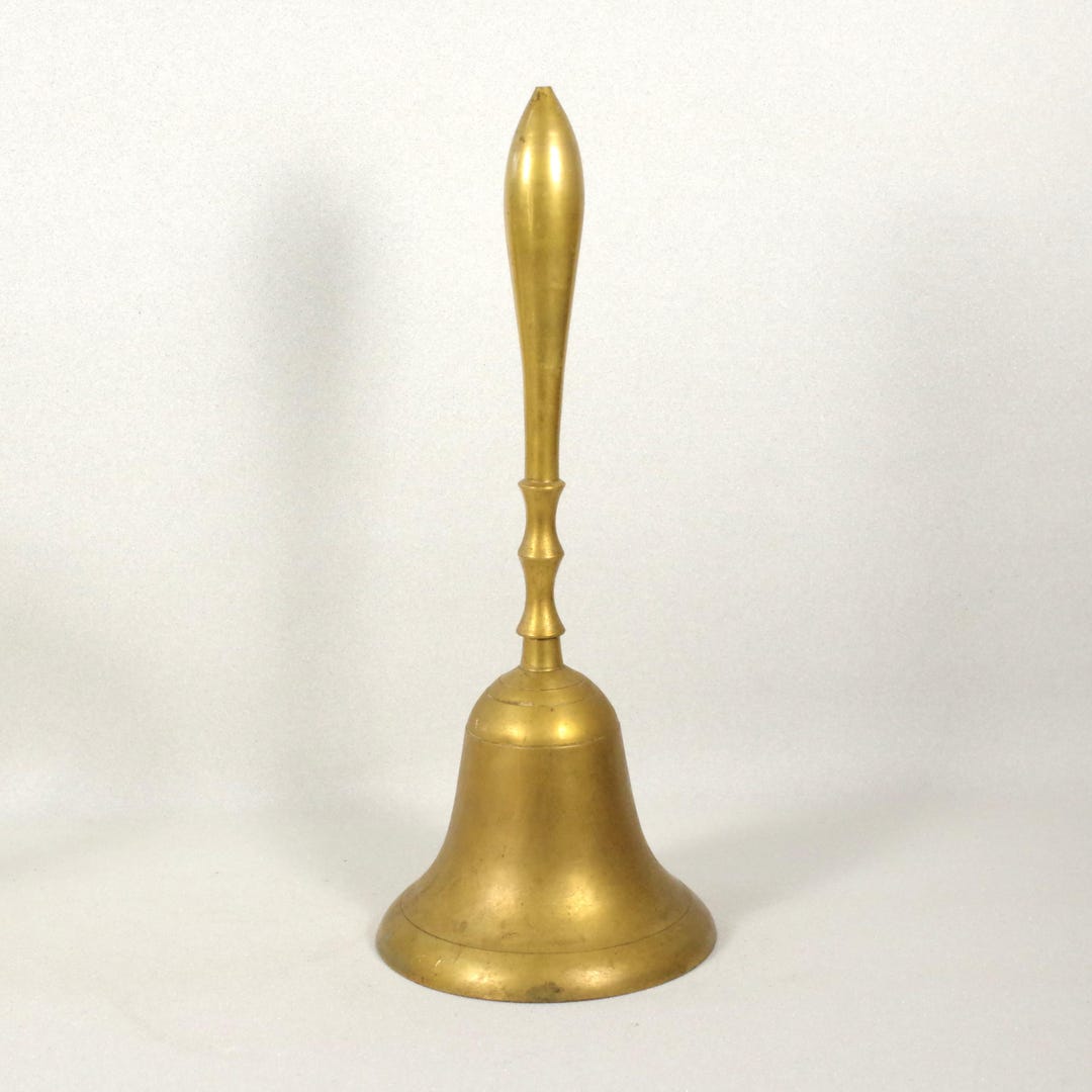 Vintage Large Brass Bell School Bell With Handle Dinner Bell 12.5" Tall ...