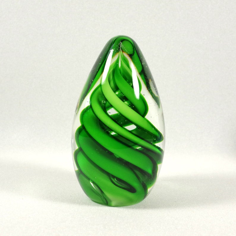 Handblown Studio Art Glass Paperweight Green Swirl Large - Etsy